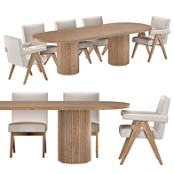 Modrest Byron Mid-Century Walnut Dining Set - Table + Chair - 3D model