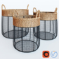 Iron Wire Round Scoop Baskets With Seagrass - Other decorative objects ...