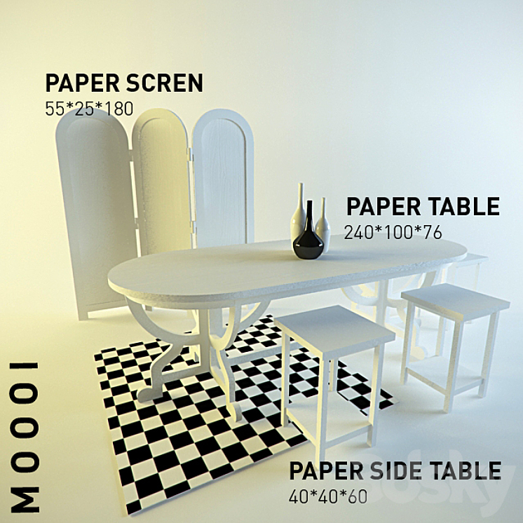 Paper Furniture MOOOI - Table + Chair - 3D model