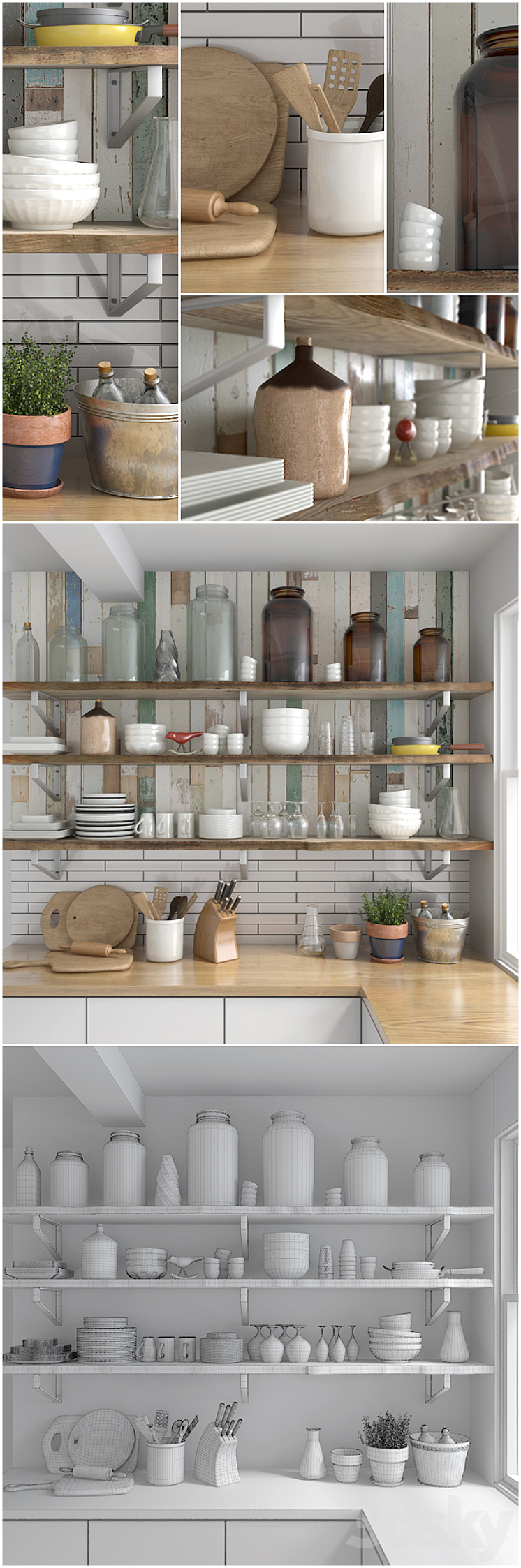 Kitchen set 3D Model - 3DSKY Decor Helper