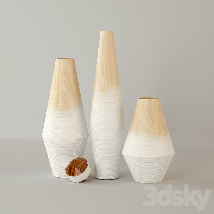 [3DSKY] Modern Wood Ombre Vases 3D Model | NEW UPDATE 2023