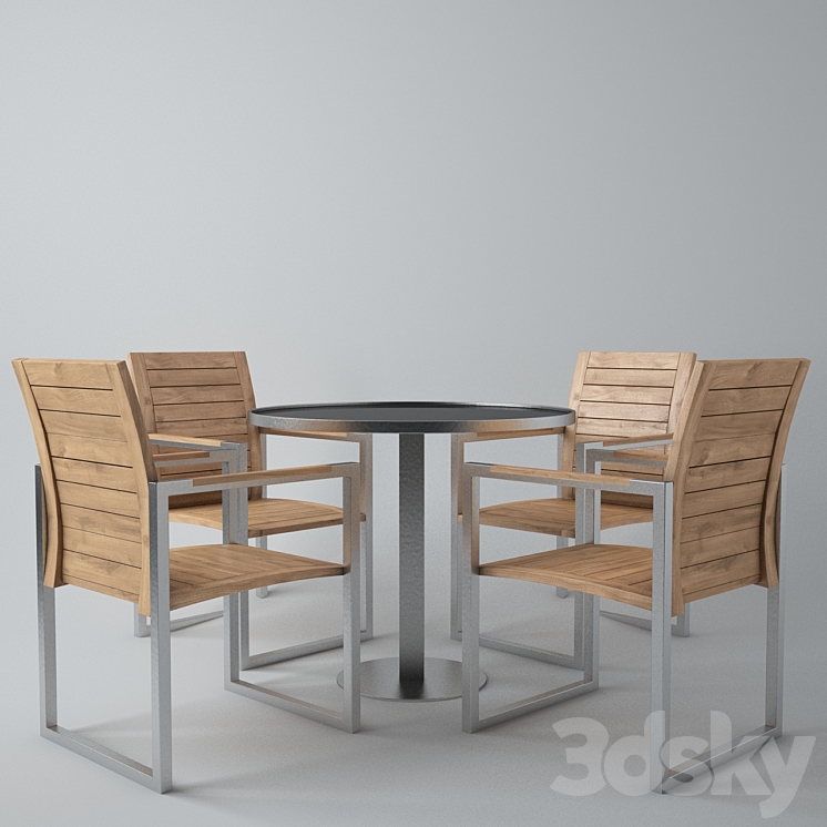 Royal botania table & chair - Table + Chair - 3D model