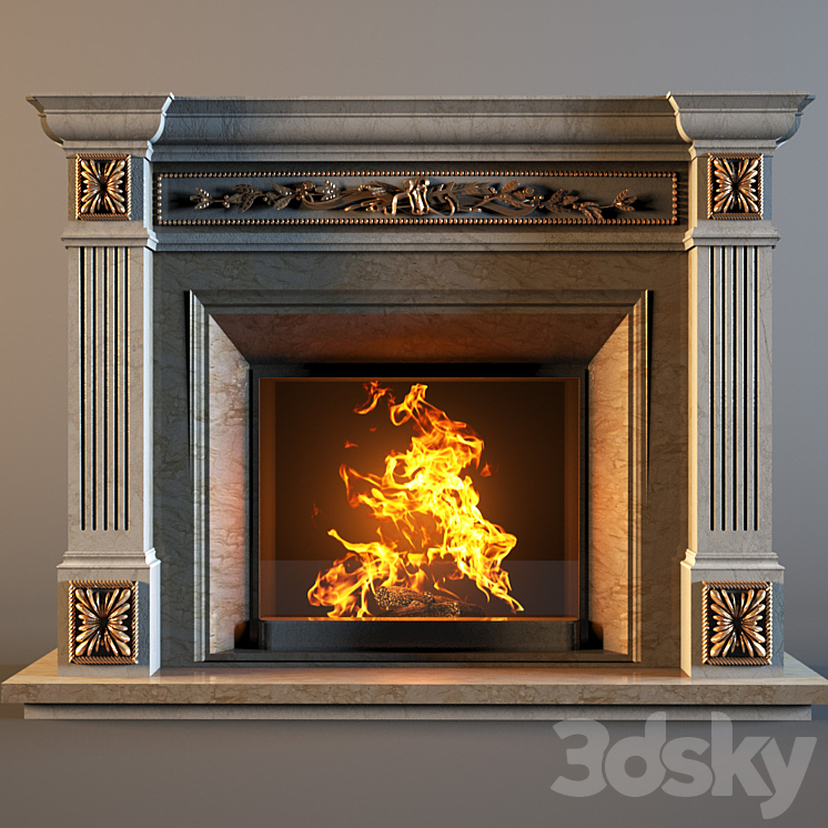 [3DSKY] Classic Fireplace 3D 3D Model | NEW UPDATE 2023