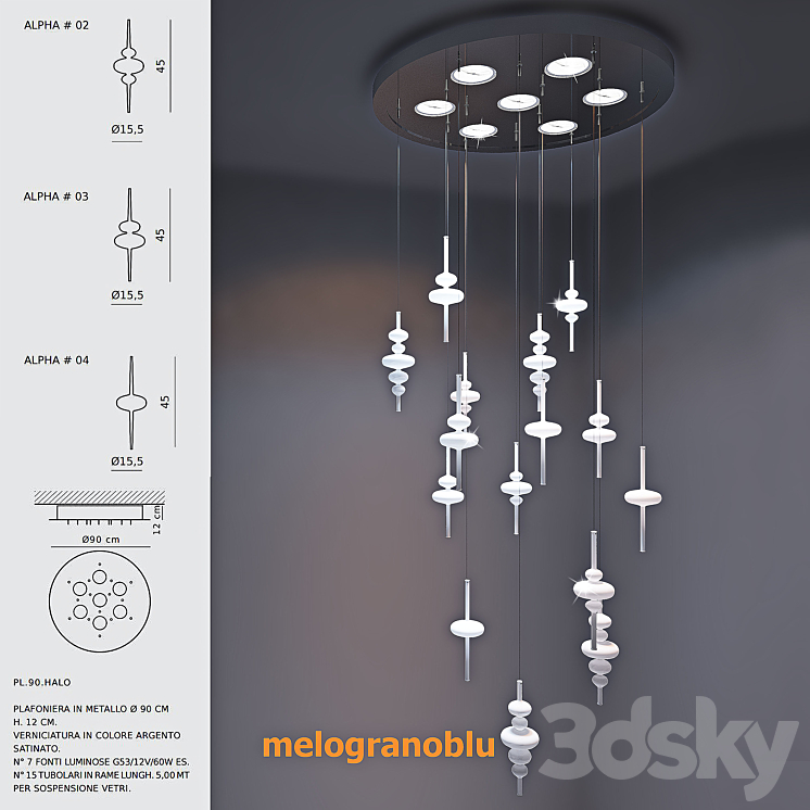 [3DSKY] Melogranoblu Lamp ALPHA 3D Model | NEW UPDATE 2024