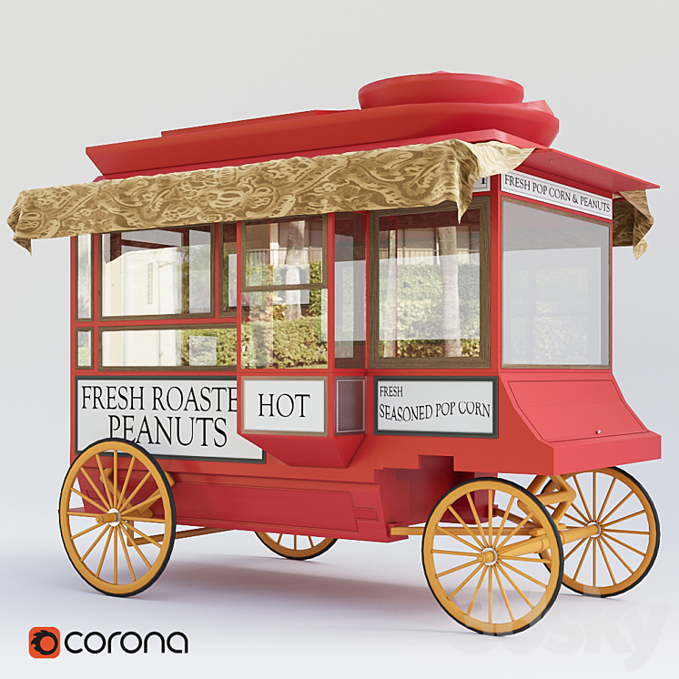 1903 Cretors "Model C" popcorn wagon - Transport - 3D model