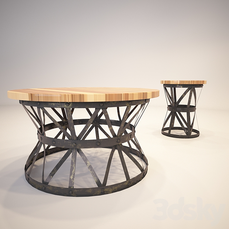 Industrial Rust Barrel Table - Table - 3D model