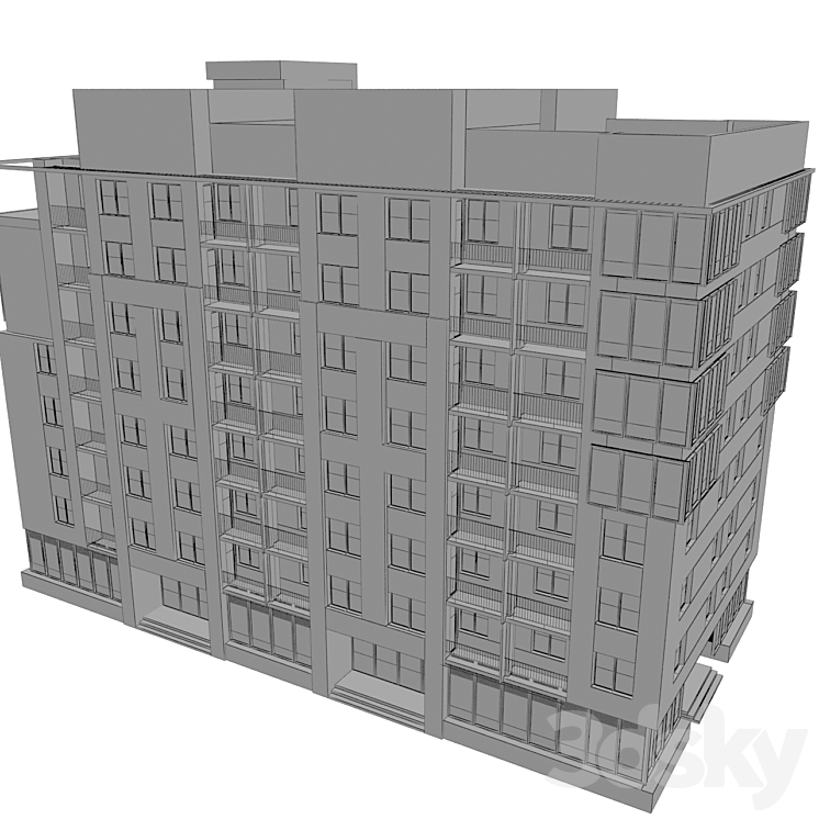 Multi-storey residential building - Building - 3D model