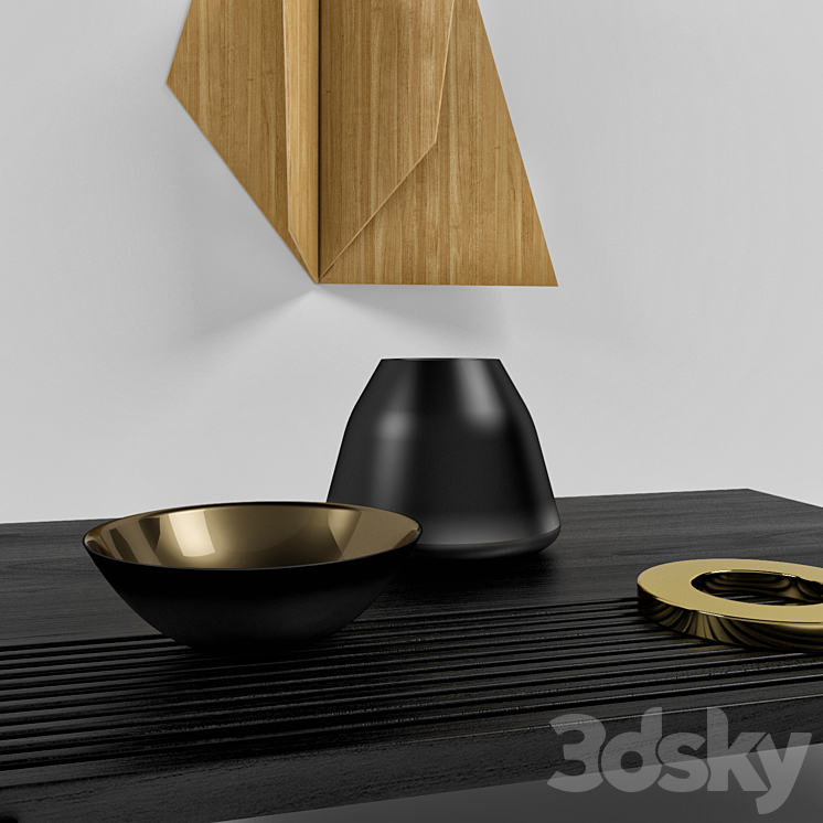 poliform black table with wall art - Other - 3D model