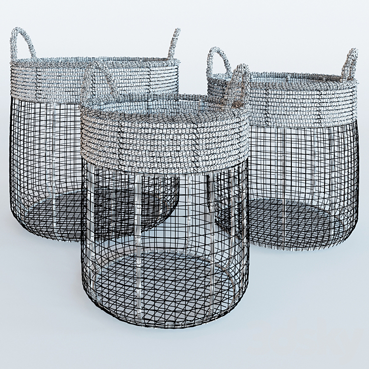 Iron Wire Round Scoop Baskets With Seagrass - Other decorative objects ...