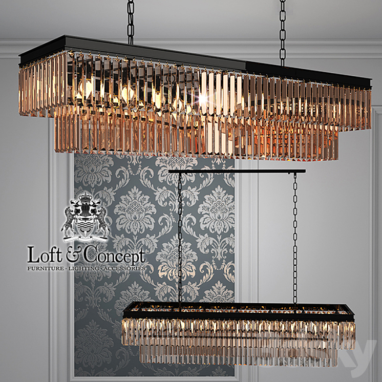 [3DSKY] Chandelier RH 1920s Odeon Smoke Glass Fringe Grey Iron 125 3D ...