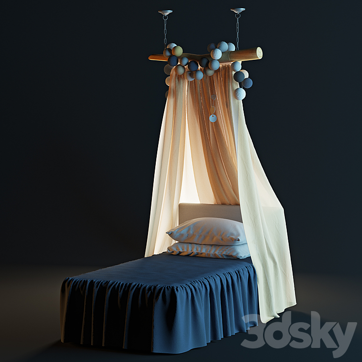 [3DSKY] Canopy Bed 3D Model | NEW UPDATE 2023