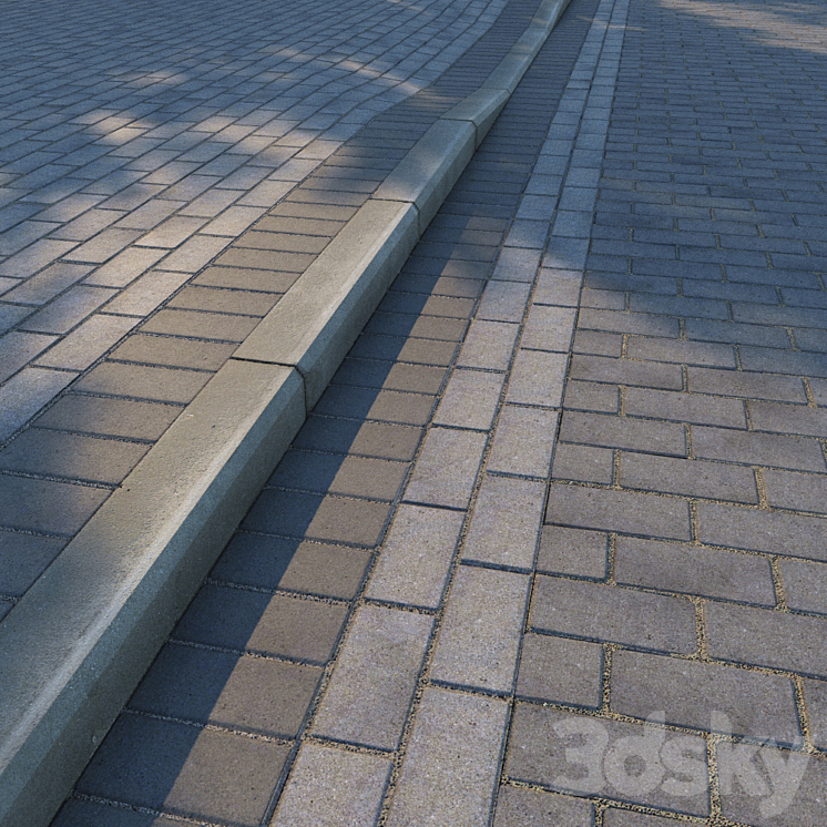Paving slabs and curb (curb) v2 3D Model - 3DSKY Decor Helper