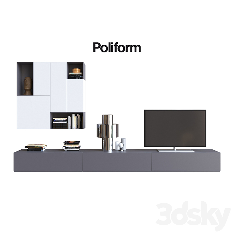 Poliform Varenna Sistemi Giorno Sintesi 9 Tv Wall 3d Model