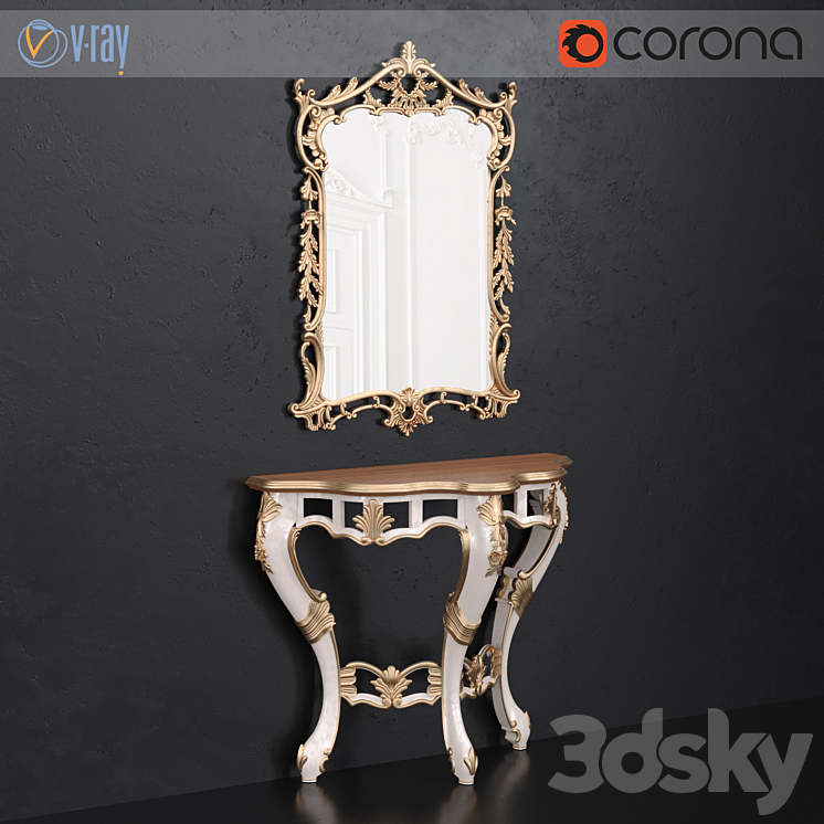 [3DSKY] Console And Mirror Andrea Fanfani 3D Model | NEW UPDATE 2023