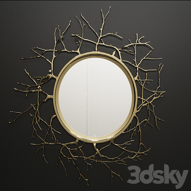 44 "Round Twig Mirror - Mirror - 3D model