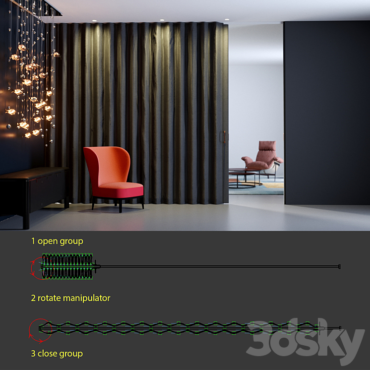 Soft sliding partition - Doors - 3D model