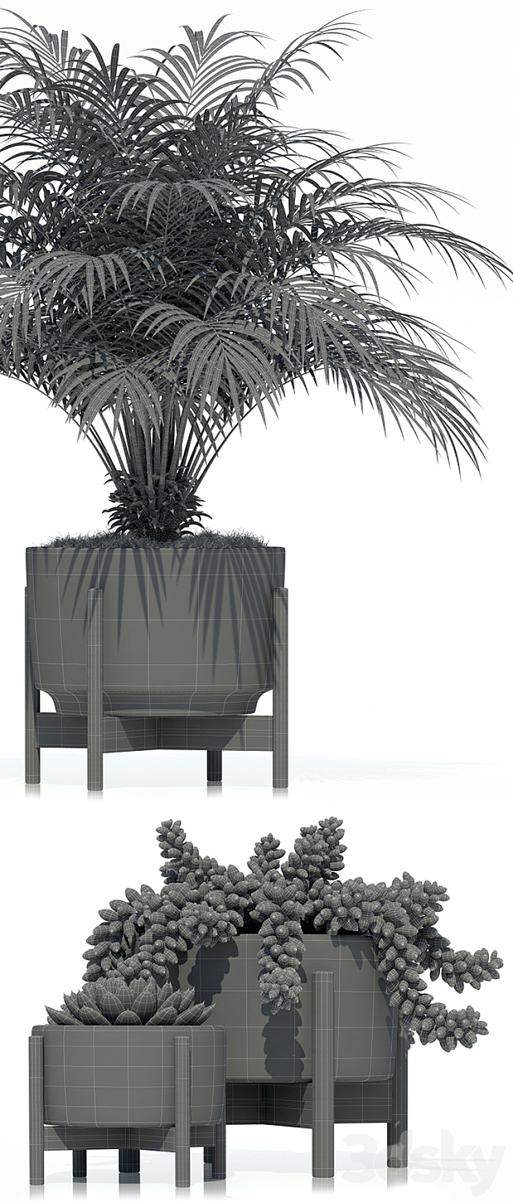 Plants collection 68 Modernica pots - 3D model