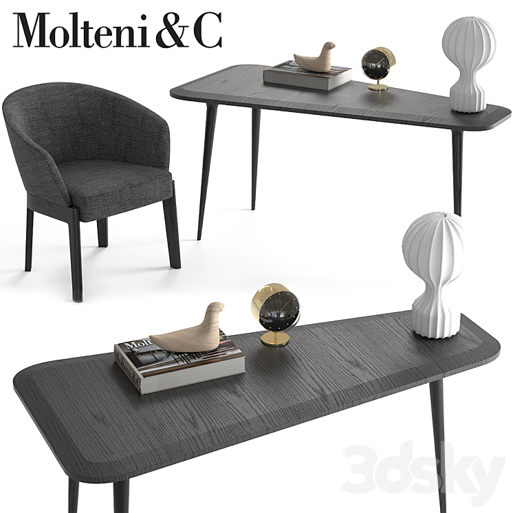 Molteni C Chelsea Chair and Belsize Table 3D Model Free Download 3DSKY Decor Helper