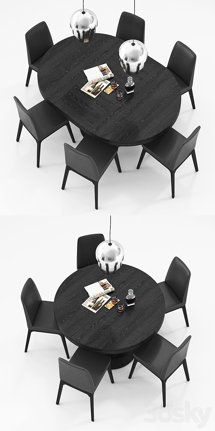 BoConcept Granada 182 / 130cm and Lausanne - Table + Chair - 3D model