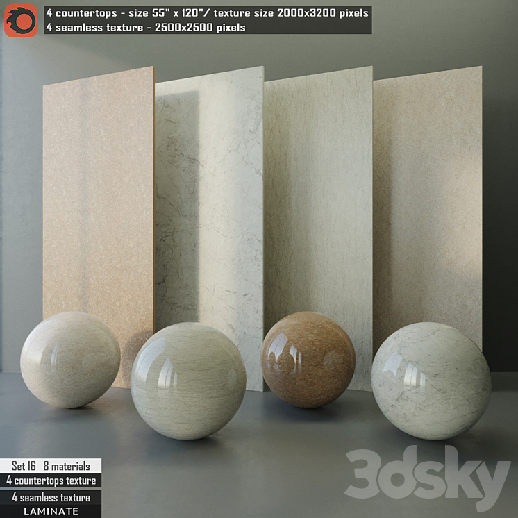 Laminate countertops & Seamless texture Set 16 - Stone - 3D model