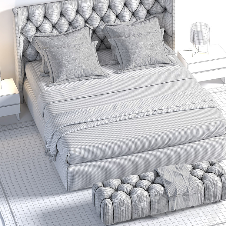 MERIDIANI TURMAN LOW - Bed - 3D model