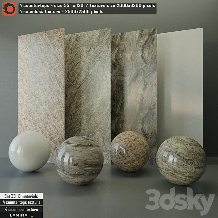 Laminate countertops & Seamless texture Set 23 3D Model - 3DSKY Decor ...