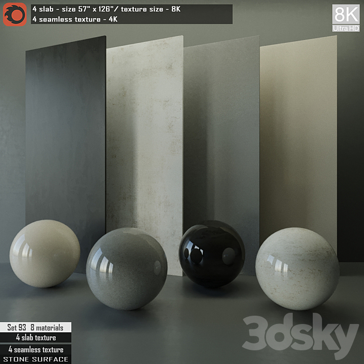 Stone Slab & Seamless texture Set 93 - Stone - 3D model