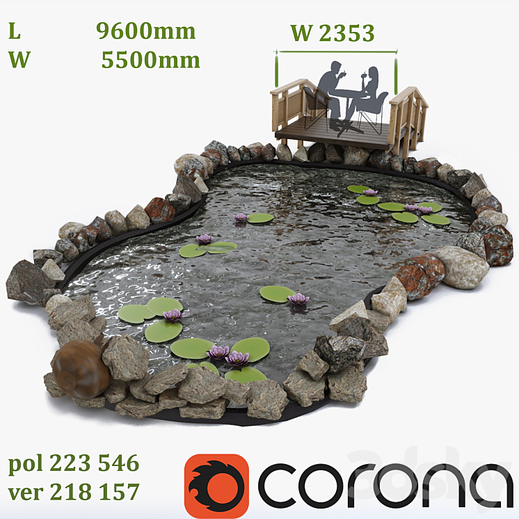 [3DSKY] Garden Pond 3D Model | NEW UPDATE 2023