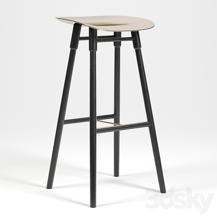 Dowel bar stool - Chair - 3D model