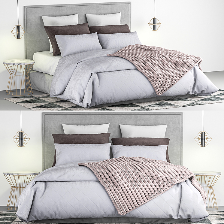 Bed and bed sheet set 1 - Bed - 3D model