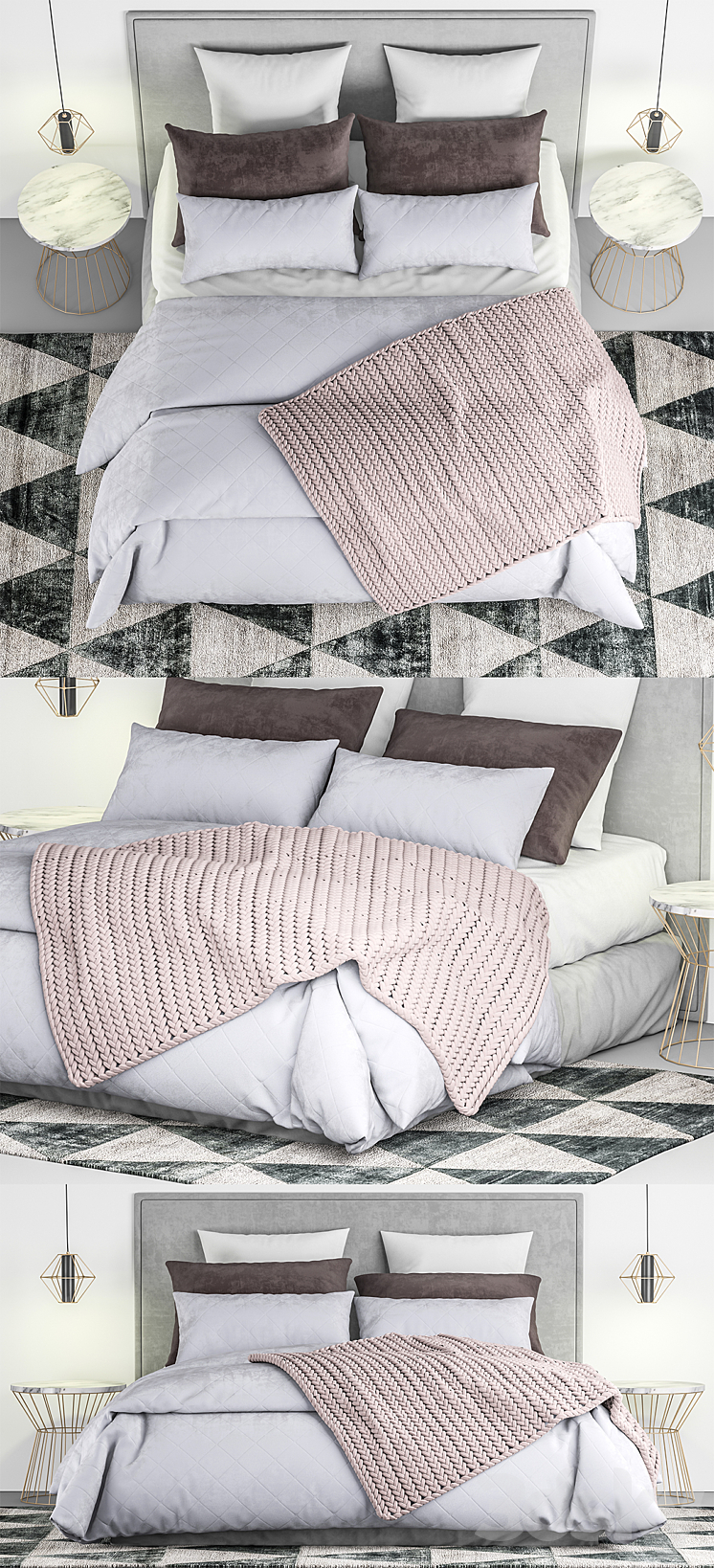 Bed and bed sheet set 1 - Bed - 3D model