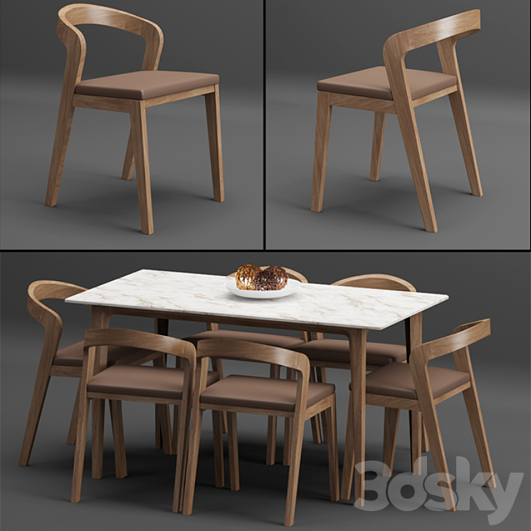 Table + chair_set_002 - Table + Chair - 3D model