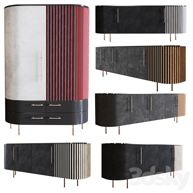 Baxter set PLISSÉ - Sideboard & Chest of drawer - 3D model