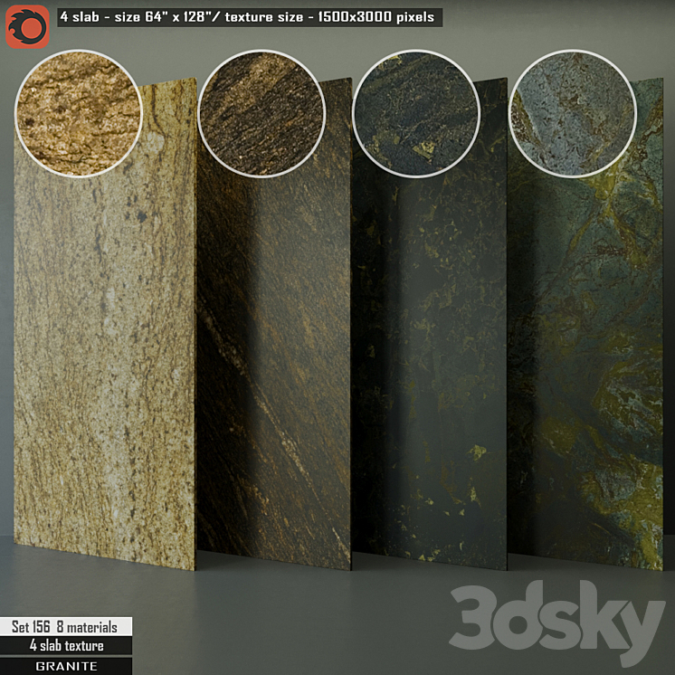 Granite Slab Set 156 - Stone - 3D model