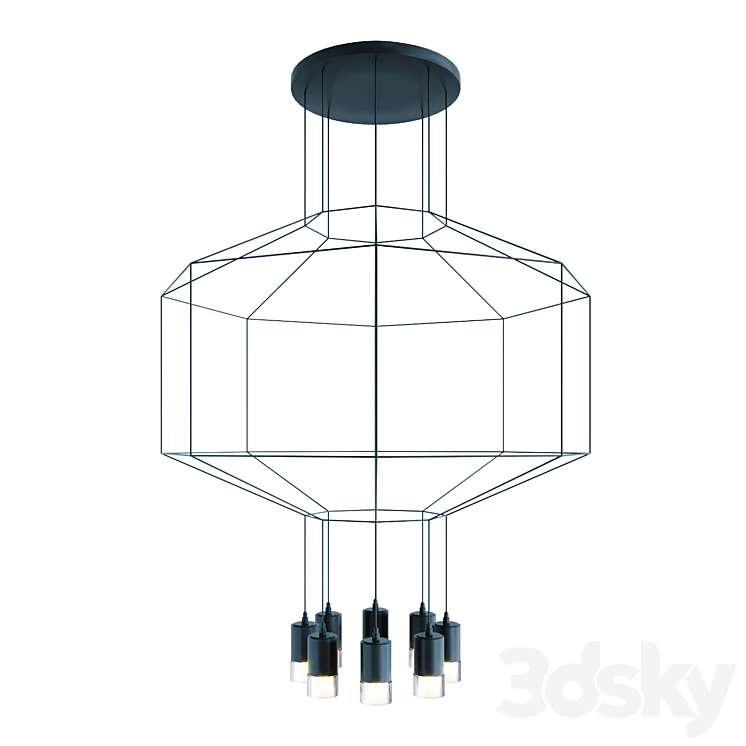 Vibia wireflow 0299 octagonal square pendan light - Pendant light - 3D ...