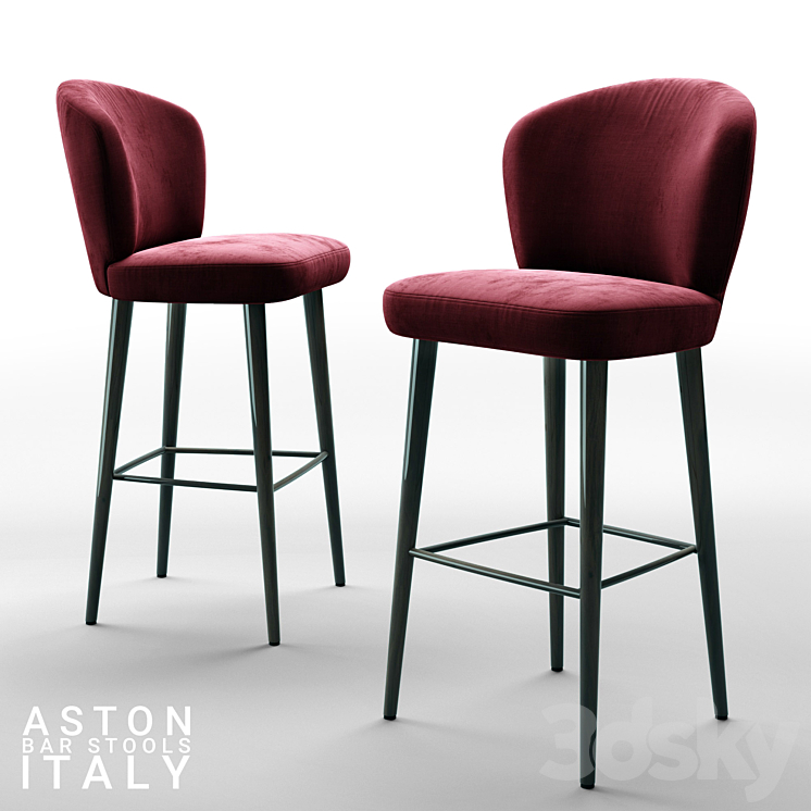 Bar stool Minotti Aston Red - Chair - 3D model
