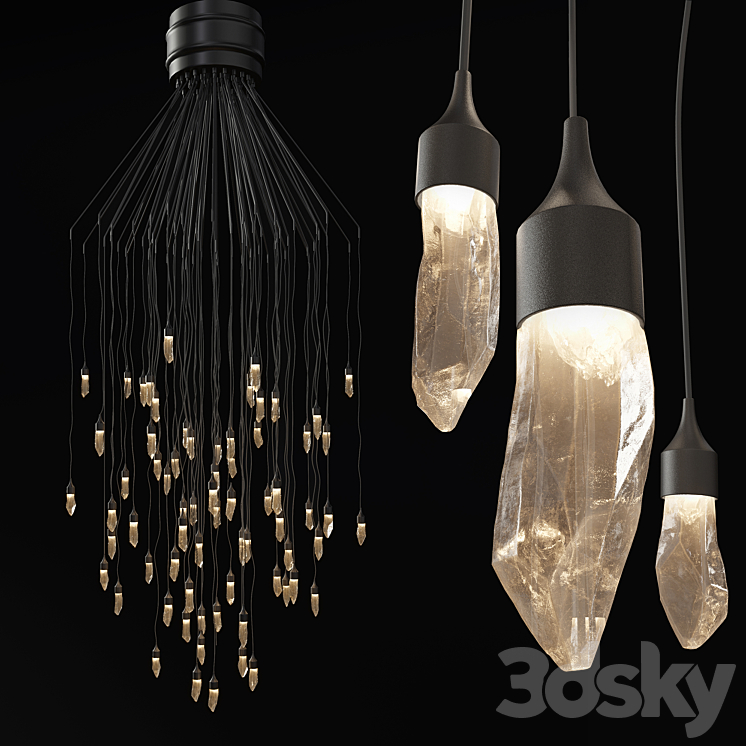 Rock crystal rain - Pendant light - 3D model