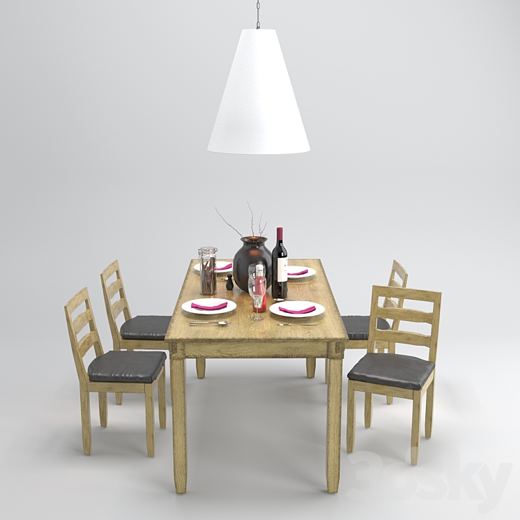 dining set - Table + Chair - 3D model