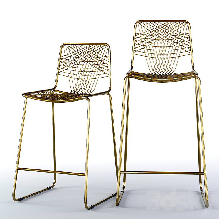 CB2 Alpha Brass Bar Stools - Chair - 3D model