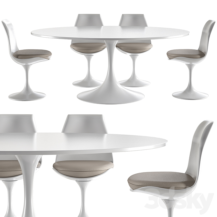 [3DSKY] Saarinen Tulip High Tables Knoll 3D Model | NEW UPDATE 2023