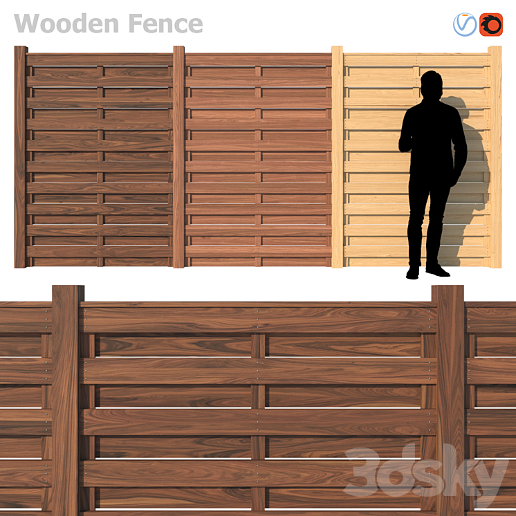 [3DSKY] Wooden Fence III 3D Model | NEW UPDATE 2023