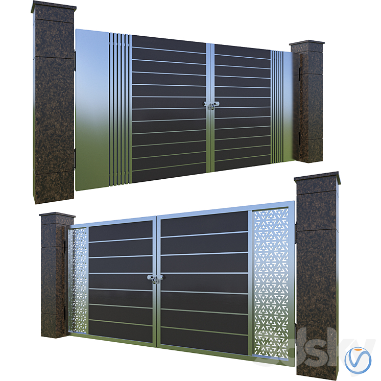 Entrance gate - Fence - 3D model