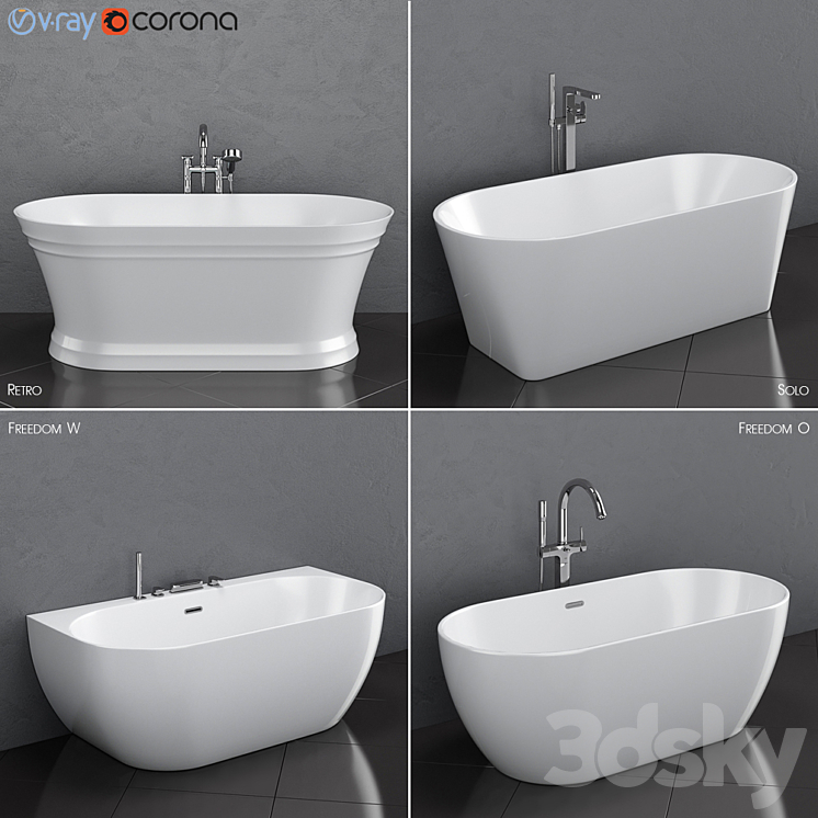 [3DSKY] Ravak Set 35 Freestanding Bathtub Set (Solo Retro Freedom W ...