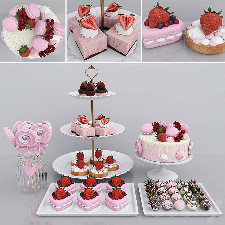 Strawberry candy bar - Food and drinks - 3D model