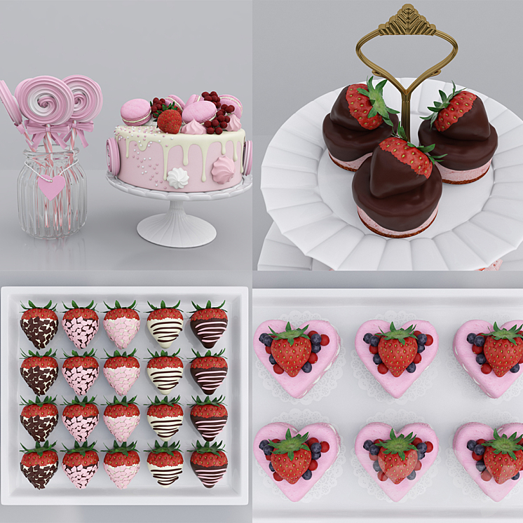 Strawberry candy bar - Food and drinks - 3D model