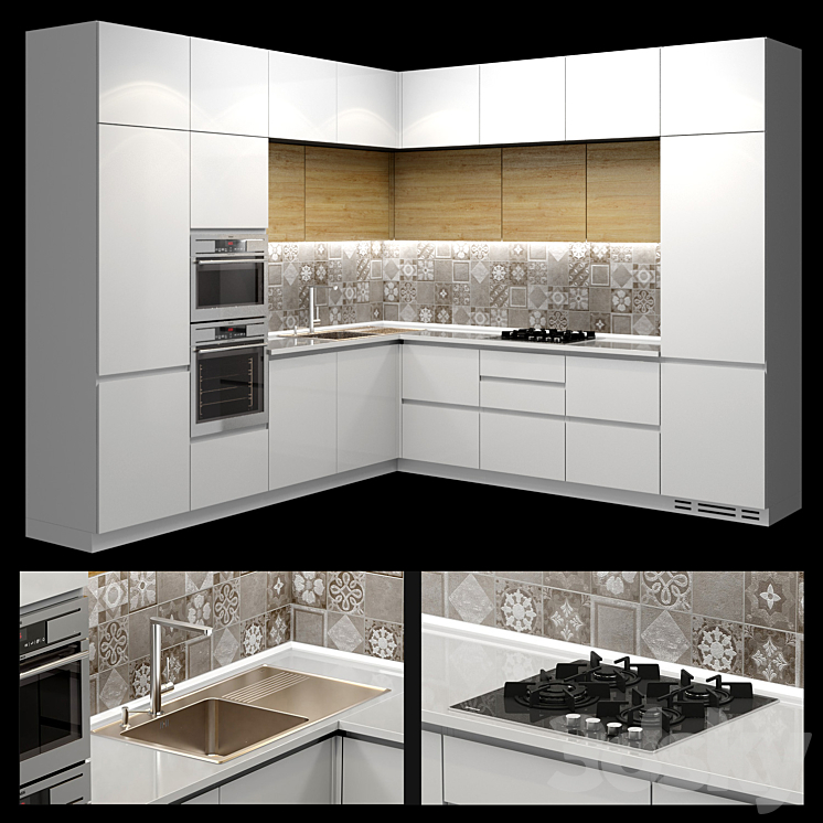 [3DSKY] Corner Kitchen 3D Model | NEW UPDATE 2023