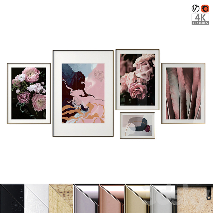 Poster Set "Pink Mood" - Frame - 3D model