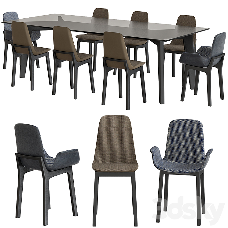 POLIFORM VENTURA and Poliform Howard - Table + Chair - 3D model