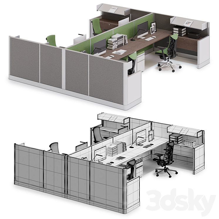 Herman Miller Action Office System (v8) - Office furniture - 3D model