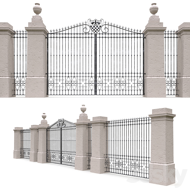 [3DSKY] Classic Gate And Fence 3D Model | NEW UPDATE 2023